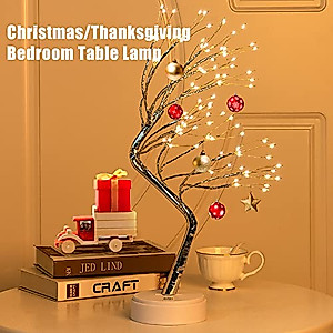 PESGUO 20" 108 LED Firefly Bonsai Tree Lights Artificial Fairy Tree USB/Battery-Powered Touch Switch White Warm Lights Tree Lamp for Bedroom Desktop Christmas Party Indoor Decoration Lights