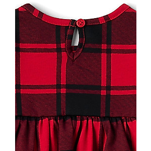 The Children's Place Baby Girls' Long Sleeve 100% Cotton Onesie Bodysuits, Red Plaid/White Stripe, 3-6 Months