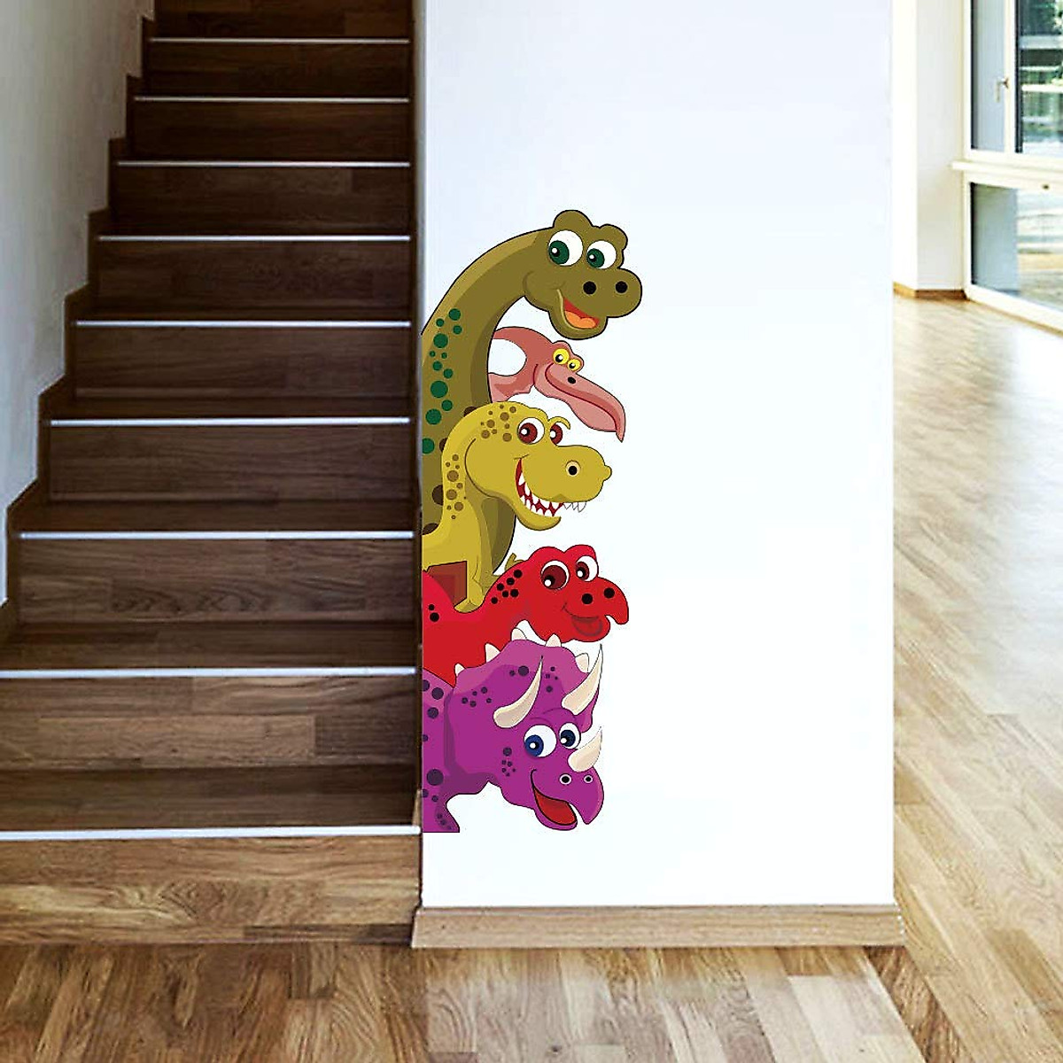 Dinosaurs Behind The Door Decals Dinosaur Wall Decals Peel & Stick Removable Stickers for Children Kids Bedroom Living Room Mural Wall Art