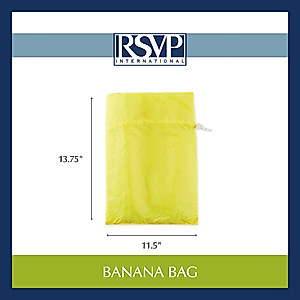 RSVP International Food Safe Nylon Banana Freshness Storage Bag, 11.5x13.75", Yellow