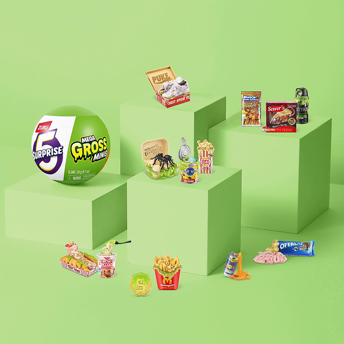 5 Surprise Mega Gross Minis by ZURU Boys Mystery Collectible Minis Brands Parody, Toys for Boys and Girls 3+, Halloween Toy