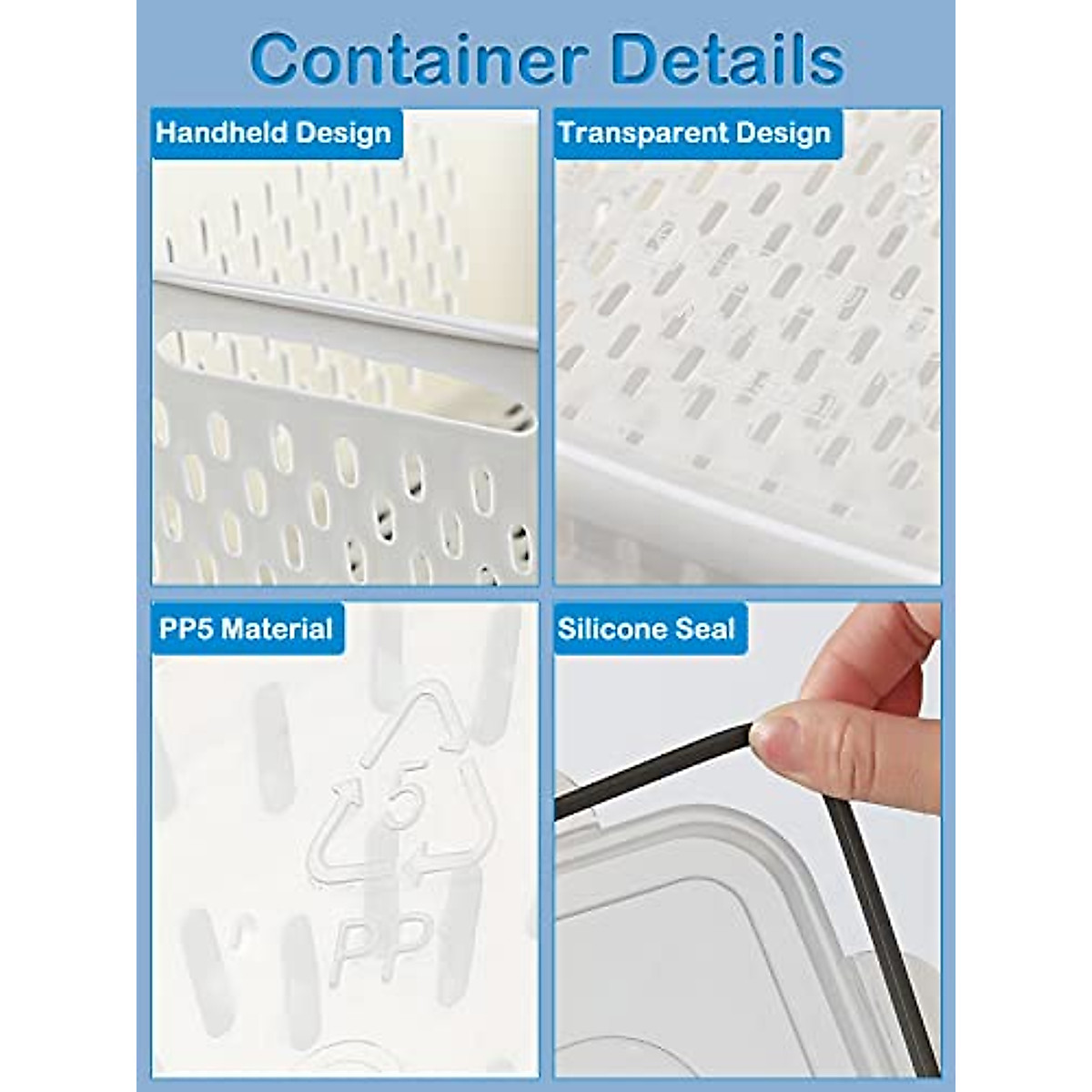 GOJUSO 4 Size Fruit Storage Containers for Fridge with Lids Clear Plastic Box Food Organization Stackable Organizer