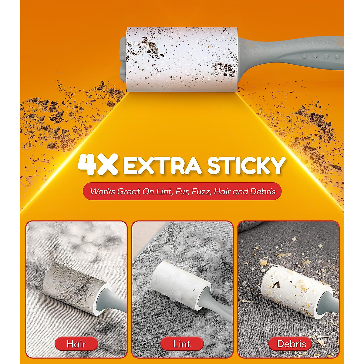 MONSEK Lint Rollers 525 Sheets Mega Value Set, 4X Extra Sticky Lint Roller for Pet Hair, Pet Hair Remover with 2 Upgraded Handle 5 Rollers, Portable Lint Remover for Clothes, Furniture, Dog & Cat Hair