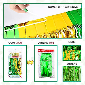 LOLStar 2 Pack St. Patrick's Day Foil Fringe Curtains St Patrick's Day Party Decoration 3.3 X 6.6 ft Green Gold Light Green Wavy Tinsel Fringe Curtain Photo Booth, Streamer Backdrop Irish Theme Decor