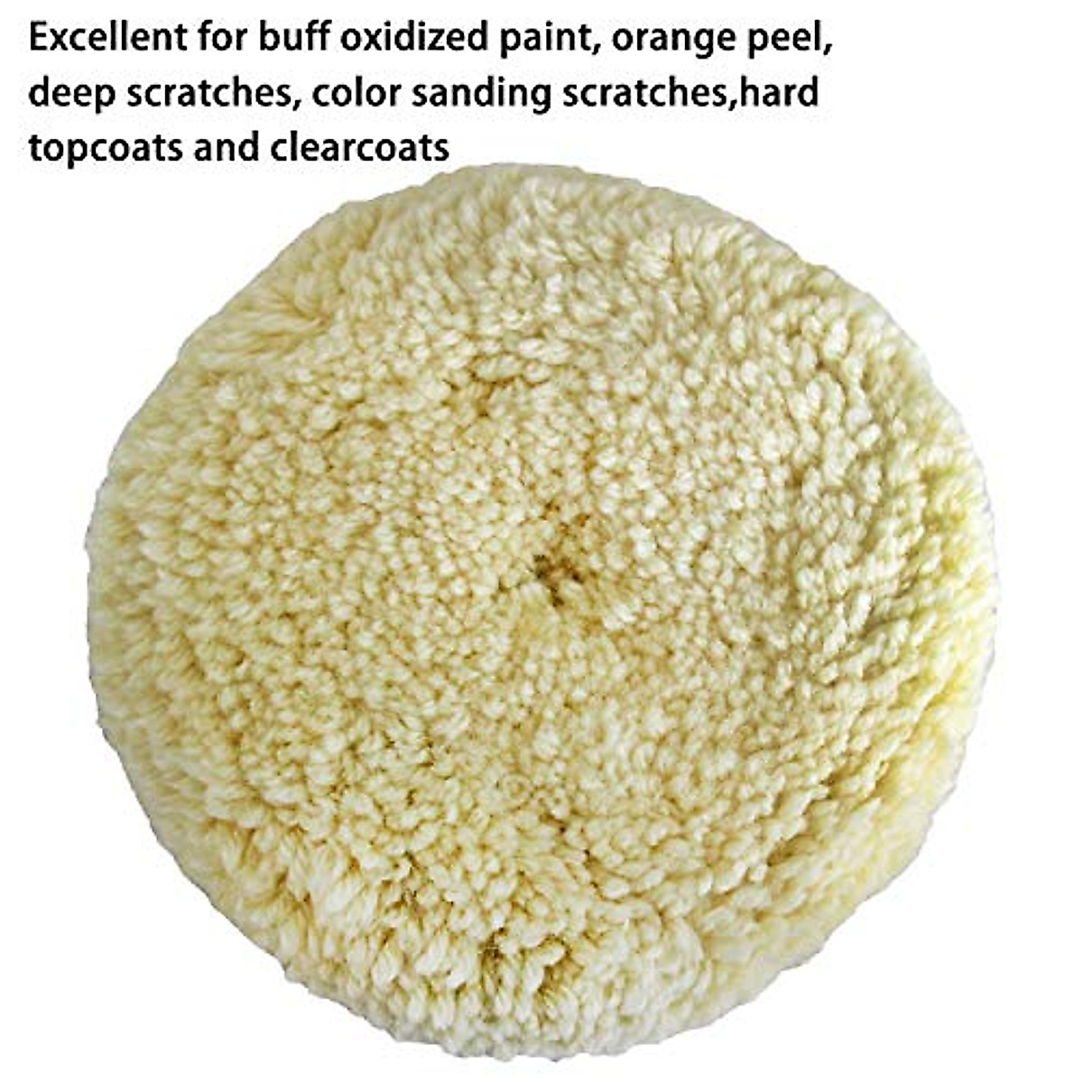 Polishing Pad Buffing Pads Kit 2PCS 6inch 100% Natural Wool Hook & Loop Grip Buffing Pad for Compound Cutting & Polishing for Car Polishing Motorcycle Washing Machine Refrigerator Furniture etc