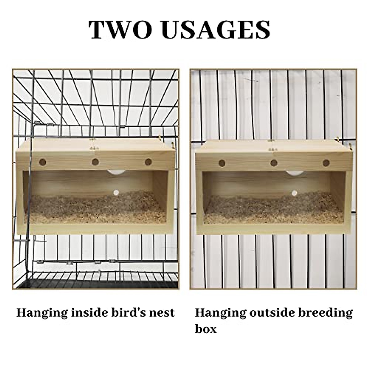 Hamiledyi Parakeet Nesting Box Transparent Budgie Nest Breeding Box with Perch Wood Bird House for Cage Natural Lovebird Breeder Box for Parrot Finch Canary Conure Mating Hatching (5 x 9.84 x 5.31 in)