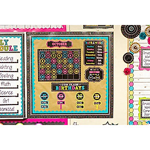 Teacher Created Resources TCR5615 Chalkboard Brights Calendar Bulletin Board Set, Paper, Multi