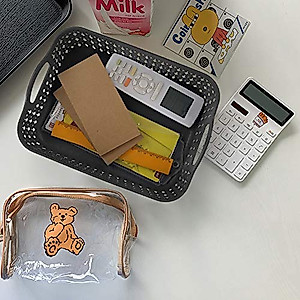 Zerdyne 6-Pack Gray Small Plastic Storage Baskets Tray with Handle