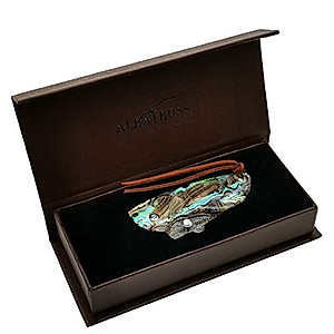 ALBATROSS Mini Pocket Knife Abalone Seashells 4.75'' Modern Damascus Steel Knife Liner Lock Folding Knife Gift Box - HGDK013B