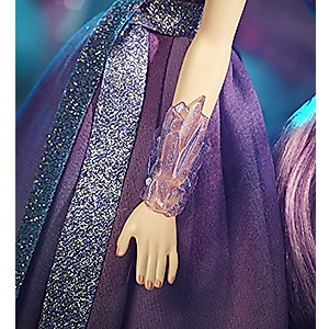 Barbie Crystal Fantasy Collection Amethyst Doll (13-in, Platinum Hair) with Genuine Amethyst Stone Necklace, Wearing Gown and Accessories, Gift for Collectors
