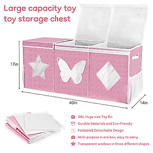 Extra Large Toy Box Chest with Lid for Boys&Girls,Collapsible Sturdy Toy Storage Organizer Boxes Bins Baskets for Kids, Kids Toy Storage Organizer Baskets for Playroom,Bedroom,Home 40"x17" x 14"