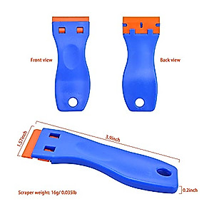 Plastic Razor Blades Scraper, 2pack Scrapers Tool with 20pcs Plastic Double Edged Blades for Sticker, Gasket, Labels, Decals & Paint on Windows Glass Wall Car Kitchen Stove