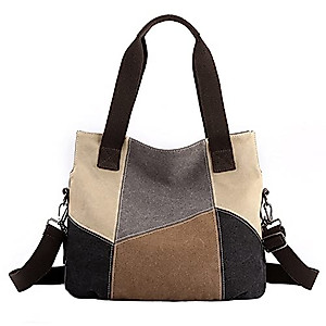 Large Canvas Shoulder Bag for Women Satchel Crossbody Purses Cross Body Bag Purses for Work Messenger Designer Crossover Handbags Vintage Tote bag with Zipper Pockets Hobo Travel Hand Bags for School