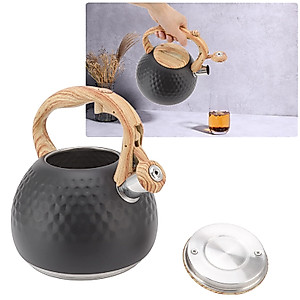 3L Tea Kettle Stovetop Whistling Teapot Stainless Steel Whistling Tea Pot for All Stovetop With Ergonomic Handle for Home Kitchen(Black)