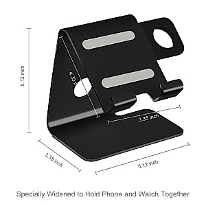 Tranesca 2 in 1 Charging Stand Holder Dock Compatible for Apple Watch Series Ultra2/Ultra/9/8/7/6/5/4/3/2/1/SE (38mm/40mm/41mm/42mm/44mm/45mm/49mm) and Cell Phone/Tablet - Black