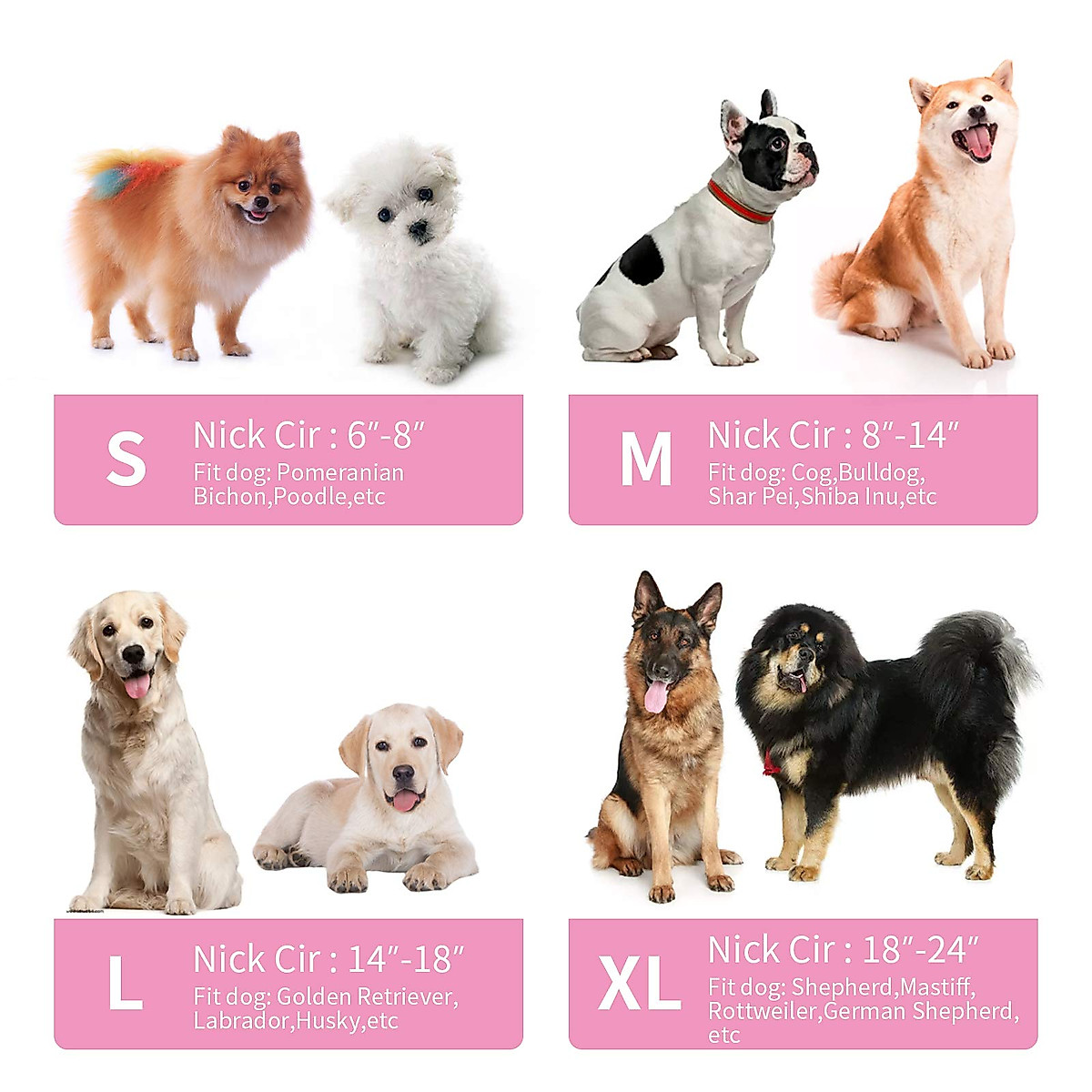 MCHY Inflatable Dog Cone,Adjustable Recovery Collar for Dogs After Surgery,Prevent from Biting & Scratching,Not Block Vision（Pink S）