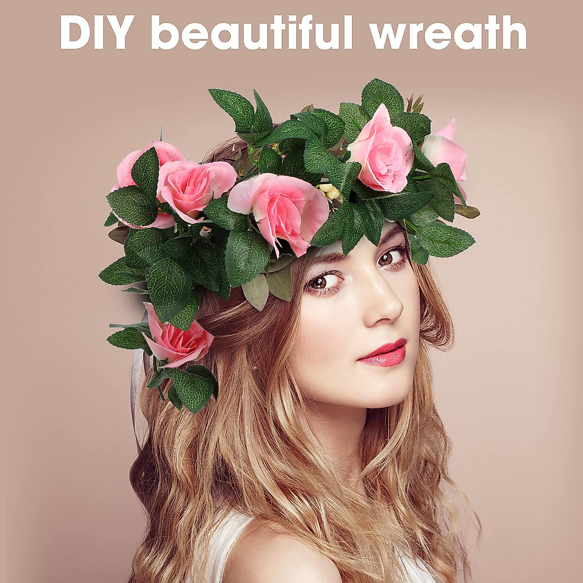 Hoteam 12 Pcs (90 Ft) Pink Fake Rose Vine Garlands for Wedding Artificial Rose Vine Plants Room Decor Flowers Hanging Rose Garland for Wall Wedding Party Backdrop Garden Craft Art Decorations