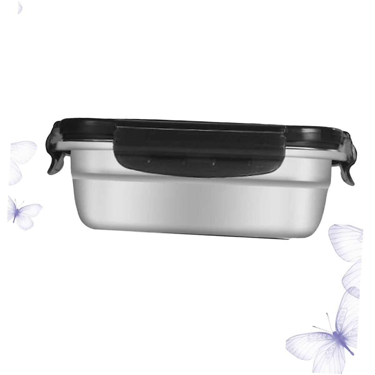 Mikinona Stainless Steel Food Storage Container with Lid Black for Fruits and Vegetables Refrigerator Storage Box and Stylish Design