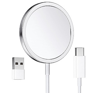 Magnetic Wireless Charger for iPhone/AirPods, 15W Fast Wireless Charger with 1 x USB C to USB Adapter Compatible with Mag-Safe Charger iPhone 15/15 Pro/15 Plus/15 Pro Max/14/14Pro/14 Pro Max/13/12