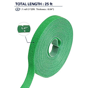 LE TAUCI Plant Ties, Garden Tape for Plant, Reusable Adjustable Thicker Support for Growing, Strong Grip, Tomato Vines Indoor Outdoor, Gardening Gifts for Men (25 ft x 0.47 Inch, 1 roll, Green)