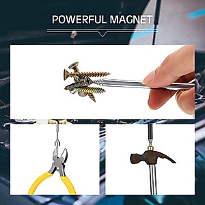 2 Pieces Magnetic Telescoping Pick-Up Tool with Pocket Clip 3 Lb Extendable Magnetic Grabber Reacher Tools 25 Inch Flexible Magnet Retrieval Stick Gadget Suitable Gifts for Men