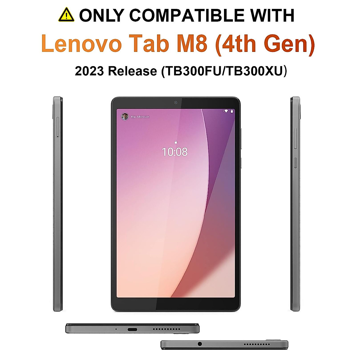 WESOROL Lenovo Tab M8 4th Gen Case 2023 Release,Kids Friendly Lenovo M8 Tablet 4th Case with Kickstand,Heavy Duty Protective Cover for Lenovo Tab M8 4th Gen Case 8.0 Inch (TB300FU/TB300FX) - Purple