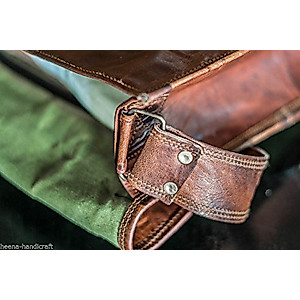 VC VINTAGE COUTURE 18 inch Leather Full Flap Messenger Handmade Bag Laptop Bag Satchel Bag Padded Messenger Bag Brown (Brown)