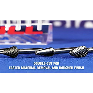 Drill America SK-9 Carbide Burr/Rotary File 90 Degree Included Angle Double Cut for Die Grinder 1" Dia. x 1/2" Cut Length with 1/4" Shank and 2-3/8" Overall Length, DUL Series