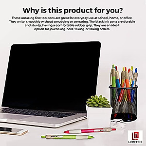 Lortek (50 Pcs Eco Friendly Ballpoint Writing Pens – Medium Point, Black Ink for Note Taking, Journaling, Planners, School, Work, Home – Made From Wheat Straw and Recycled Plastic