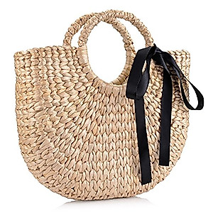 Woven Straw Bags, Summer Beach Tote Bag for Women, Straw Top-handle Handbag