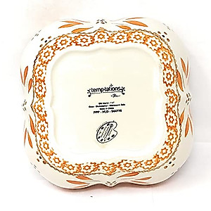 Temp-tations Set-of-2 Sculpted Square Soup, Cereal or Serving Bowls, Stoneware, 7.5" Diameter (Old World Fireworkfetti)