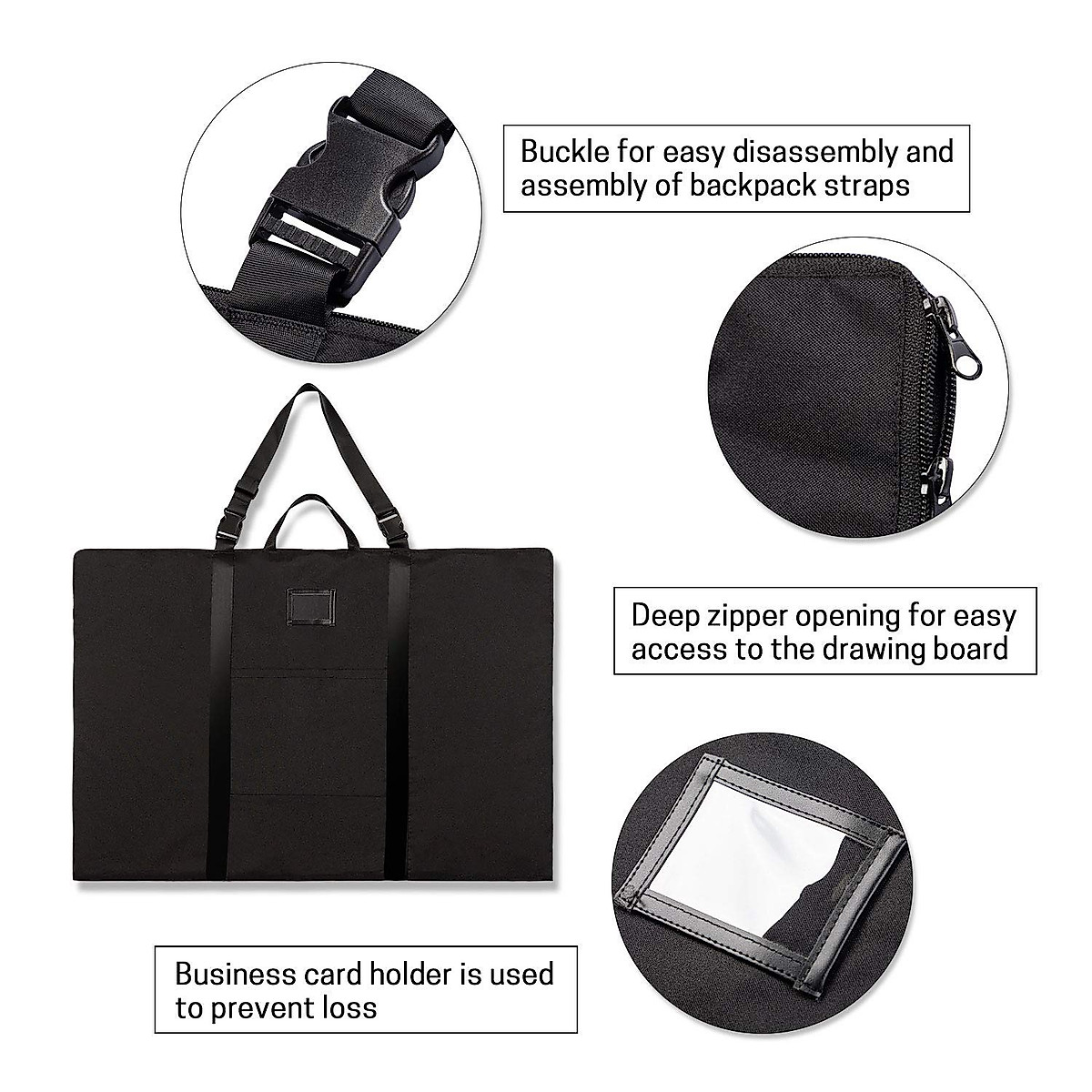 Large Size Art Portfolio Bag with Nylon Shoulder, 24 x 36 inches Light Weight Poster Storage Bag Board Holder with Handle and Zipper for Poster, Sketching and Drawing