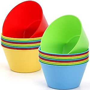 DEAYOU 20 Pack Plastic Bowls, Plastic Serving Bowl for Party, Snack, Children, Microwave Dishwasher Safe