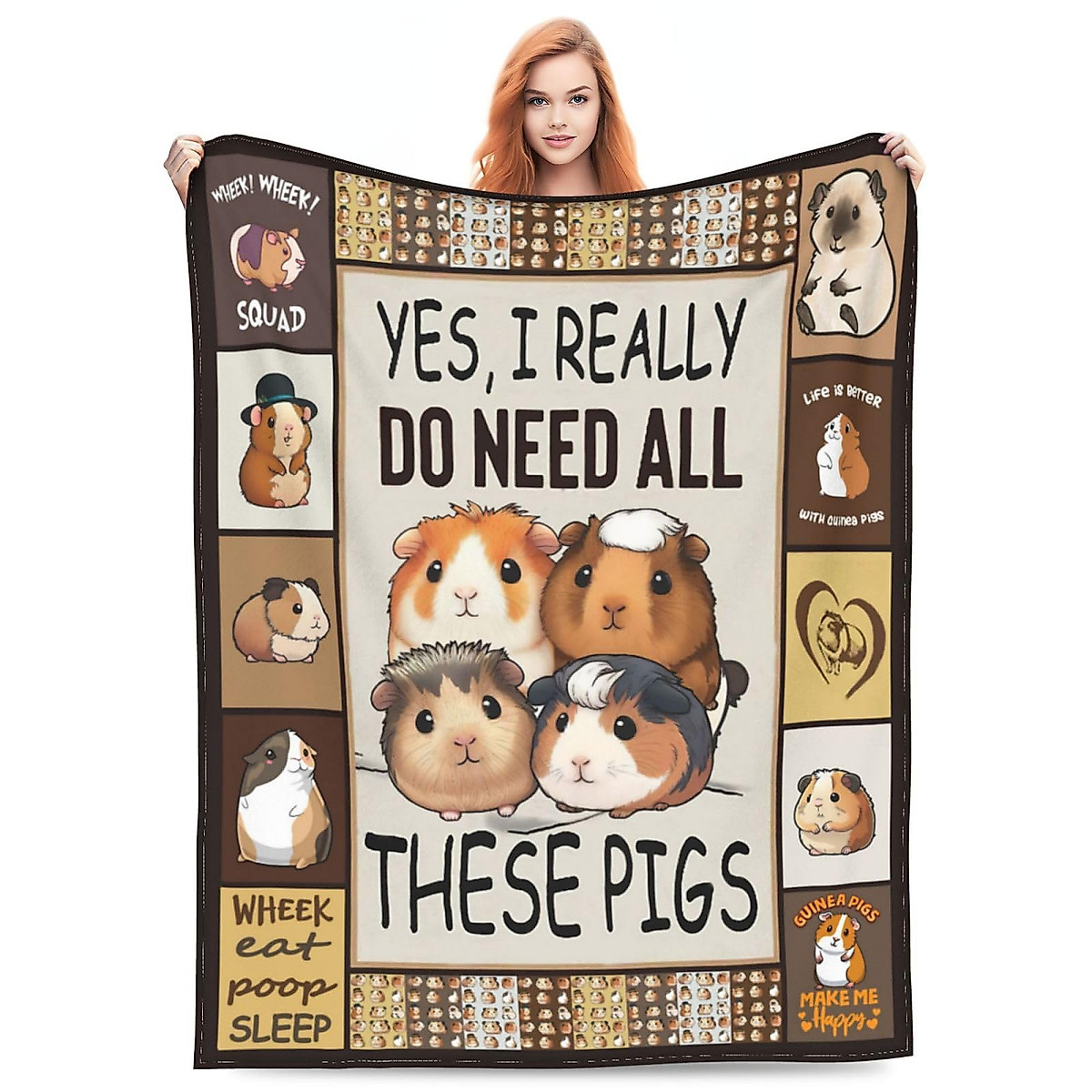 Guinea Pig Blanket Cute Guinea Pig Decor Throw Blankets Cozy Fleece Flannel Soft Warm Plush Lightweight Bedding Guinea Pig Stuff Gifts for Boys Girls Men Women Kids for Couch Sofa Bed 40"X50"