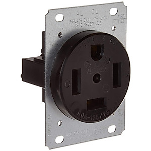 Leviton 9460 60 Amp, 125/250 Volt, Flush Mounting, Receptacle, Straight Blade, Industrial Grade, Grounding, Black