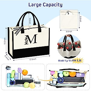 AUNOOL Bulk Tote Bag for Women, Sets of 6 Plain Canvas Bag with Pocket and Zipper, Personalized Gifts for Women Grandma Friend Sister, Bride to be Gifts