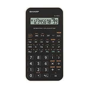 Sharp EL-501XBWH Scientific Calculator, 10-Digit LCD, Black/White