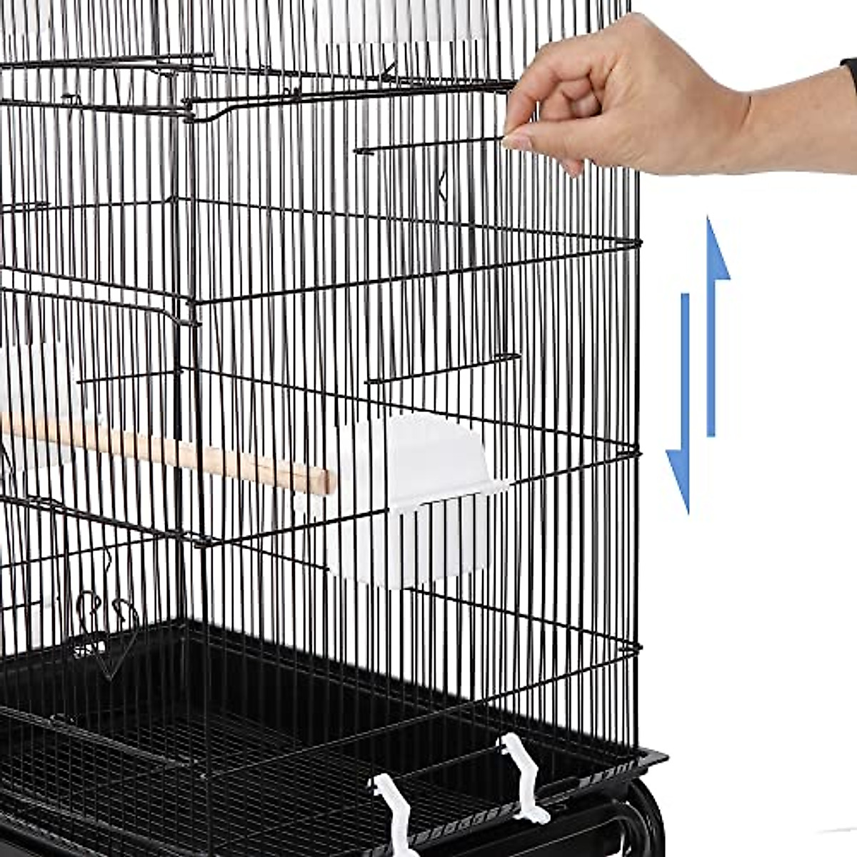 ZENY 59.3 Inch Bird Cage, Rolling Wrought Iron Parrot Cage with Side-Out Tray, Storage Shelf, Pet Bird House for Parrot Cockatiel Cockatoo Parakeet Macaw Finches