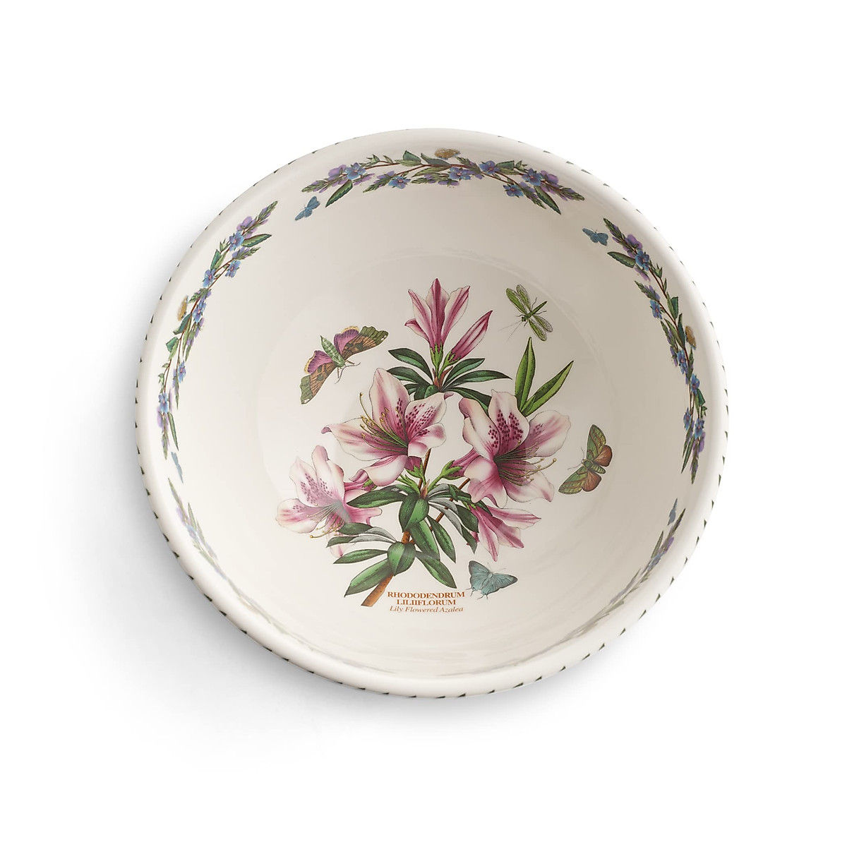 Portmeirion Botanic Garden Large Salad Bowl | 11 Inch Mixing Bowl with Azalea Motif | Made in England from Fine Earthenware | Microwave and Dishwasher Safe