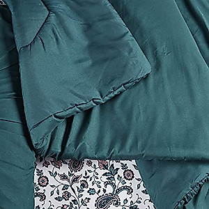 Comfort Spaces 17 Piece Bed in A Bag Comforter Set Include Sheets with 2 Side Pockets - All Season Cozy Bedding and Bedroom Organizer, College Dorm Room Essentials, Full, Henry, Teal