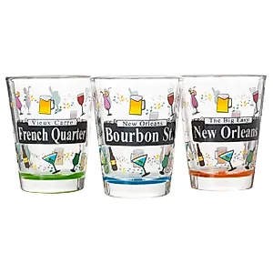 Set of 3 New Orleans Street Sign Mardi Gras Souvenir Shot Glasses