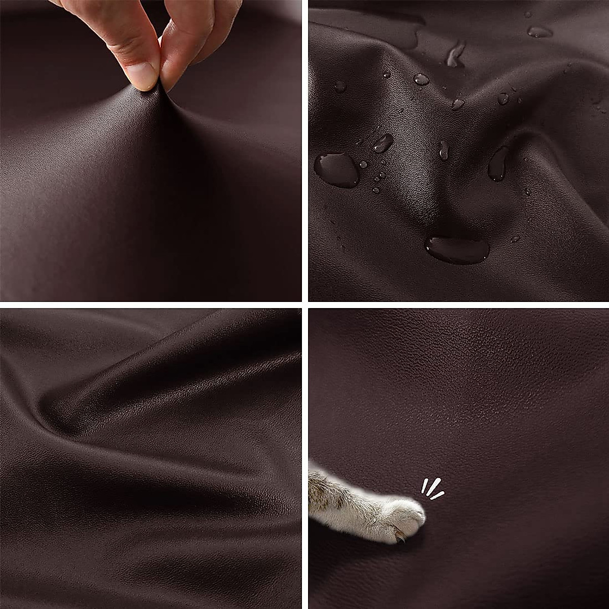 vctops Waterproof Faux Pu Leather Armrest Covers Vintage Stretch Arm Covers for Chairs Couch Sofa Armchair Slipcovers for Recliner Sofa 2pcs, Dark Coffee