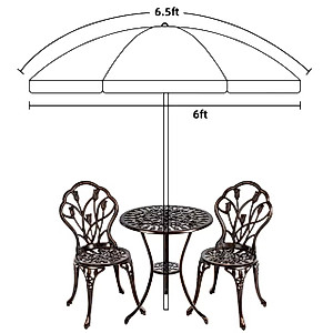 AMMSUN Patio Umbrella Market Table Umbrella 6.5 ft Tilt Steel Pole UPF50+ Protection, Umbrellas and their Parts Great for Outdoor Garden Backyard, Beige