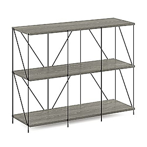 Furinno Besi 3 x 2 Industrial Multipurpose Shelf Display Rack with Metal Frame, Finn Oak