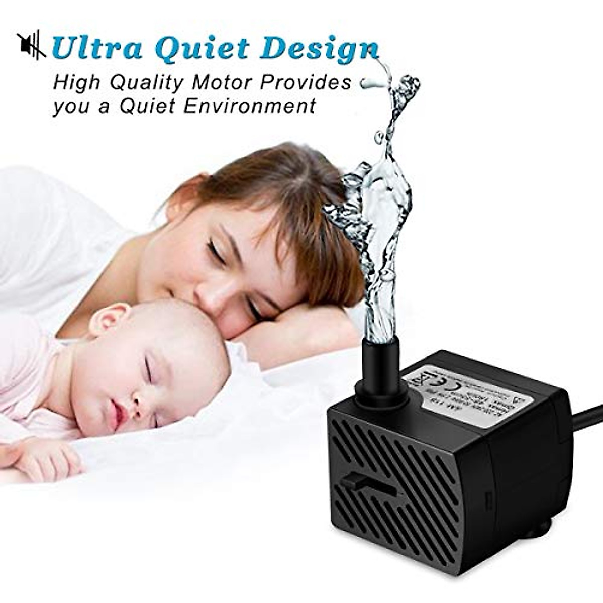 DOMICA 3W 50GPH Mini Submersible Water Pump, Small Fountain Pump for Pond, Aquariums, Fish Tank, Tabletop Fountain, Pet Fountain, Indoor or Outdoor Fountain