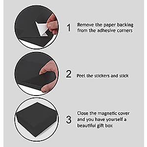 Purple Q Crafts SMALL Black Hard Gift Box With Magnetic Closure Lid 4" x 4" x 1.6" Square Favor Boxes With black Glossy Finish (Black 10 Boxes)