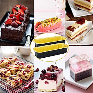 LNYZQUS Aluminum Foil Mini Loaf Pans with Lids 50 Pack, 6.8oz Rectangle Baking Cups Muffin Tins,Disposable Baking Tins Mini Baking Pans Holders -Black In Gold