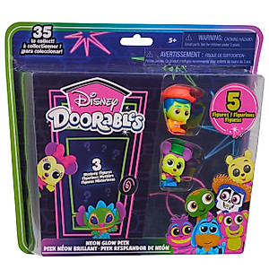 Just Play Disney Doorables Neon Glow Peek, Kids Toys for Ages 5 Up