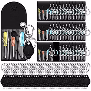 24 Pcs Mini Screwdriver Set Keychain Screwdriver Keychain Tool Bulk and LED Lights Keychain, three Mini Screwdrivers in a Portable Pouch with Snap and Hook Repair Kit for Party Favor