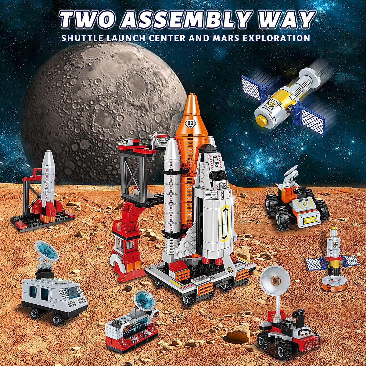 Toy Building Sets for Space Toys Building Kit with Launch Control Model Rocket Building Set,STEM Toys for City Space Toys for 6 7 8 9 10 11 12 Year Old Boys Gifts,Birthday Gifts (566 PCS)